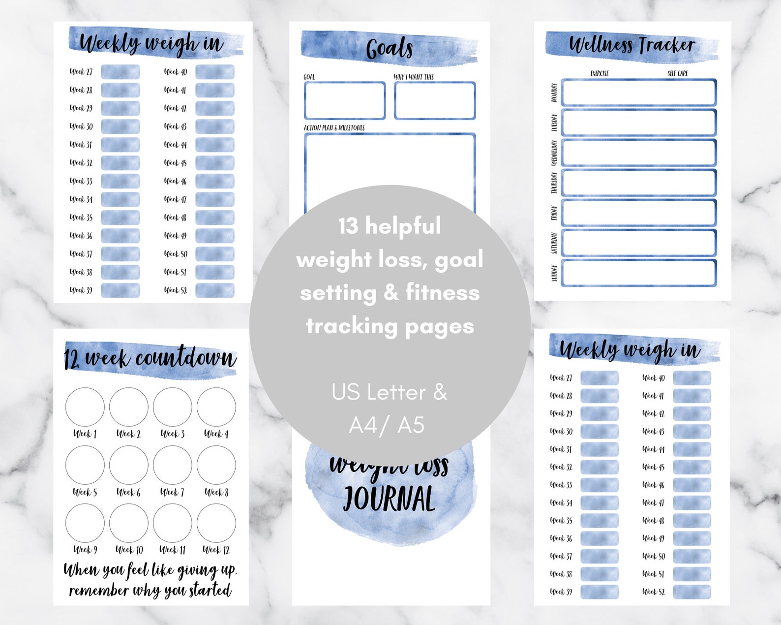Weight Loss Journal. Printable Digital Weight Loss Journal. - Etsy