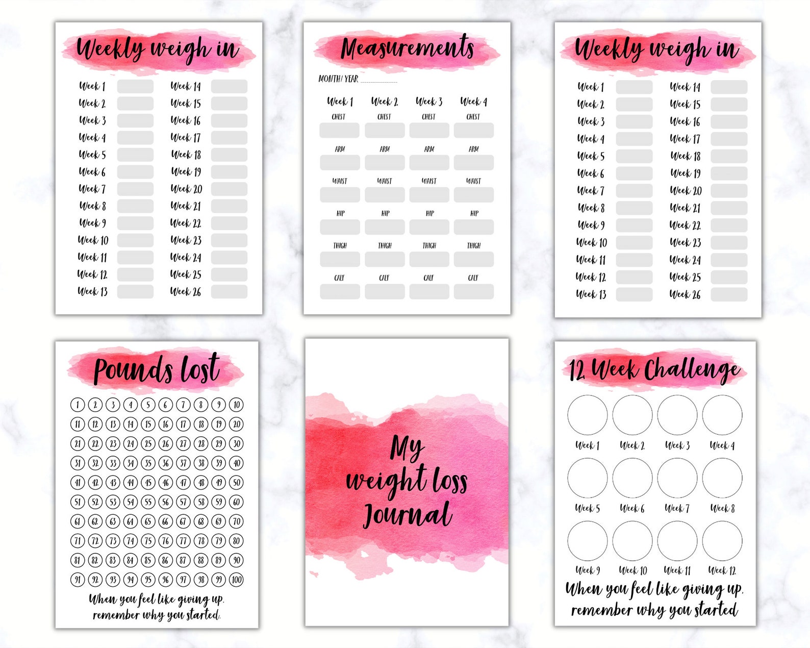 Printable Weight Loss Tracker Journal. Digital Weight Loss - Etsy