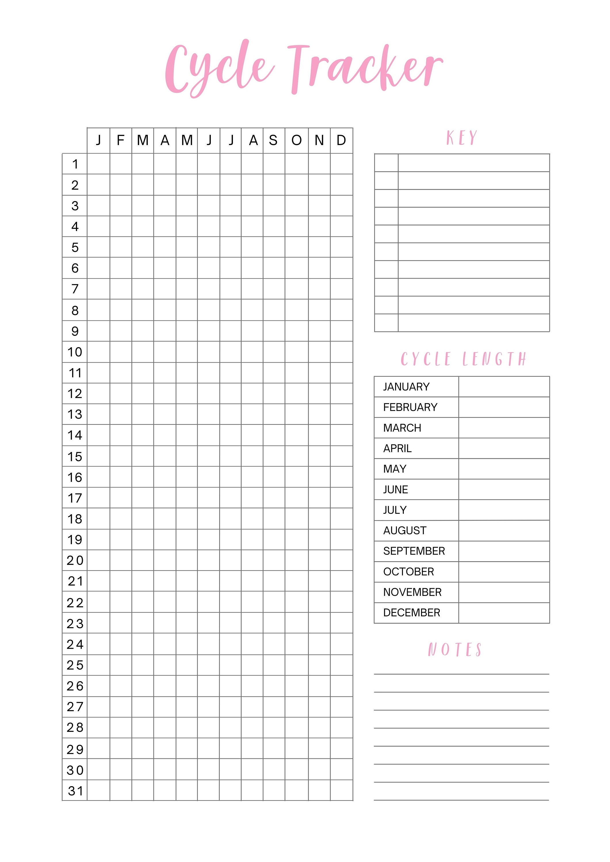 CYCLE TRACKER Printable Digital Period Journal Menstrual - Etsy