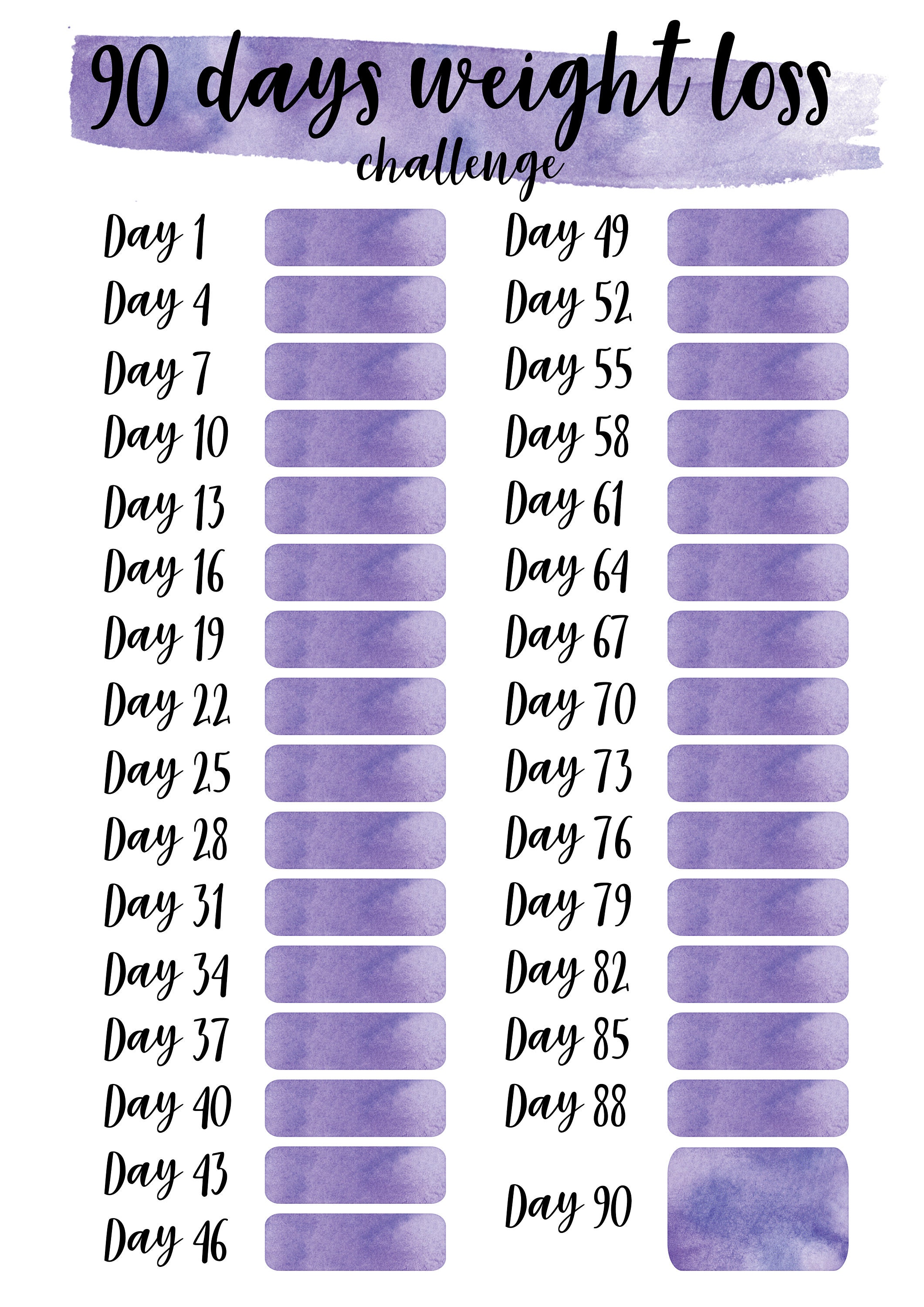 Printable 90 Day Weight Loss Challenge Tracker. 4 X Digital 3 | Etsy