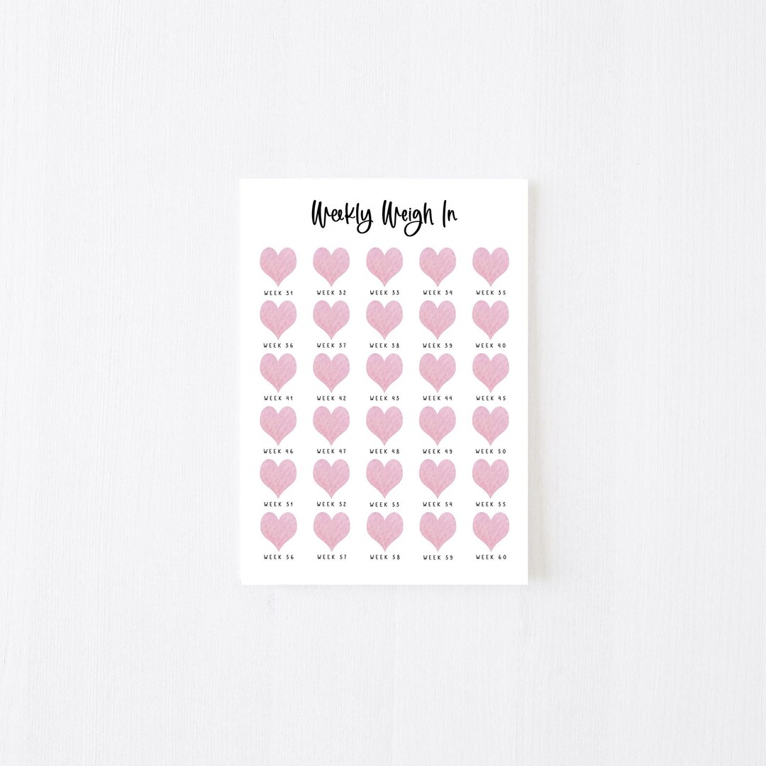 30 Week Weight Loss Tracker Weeks 31 to 60. Weekly Weigh in Tracker ...