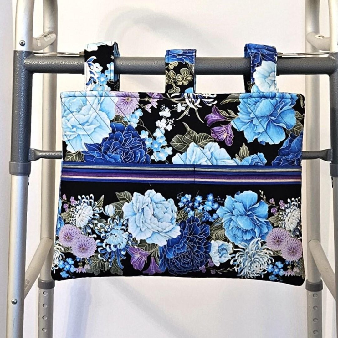 Blue Floral Quilted Walker Bag, Walker Tote, Walker Caddy - Etsy