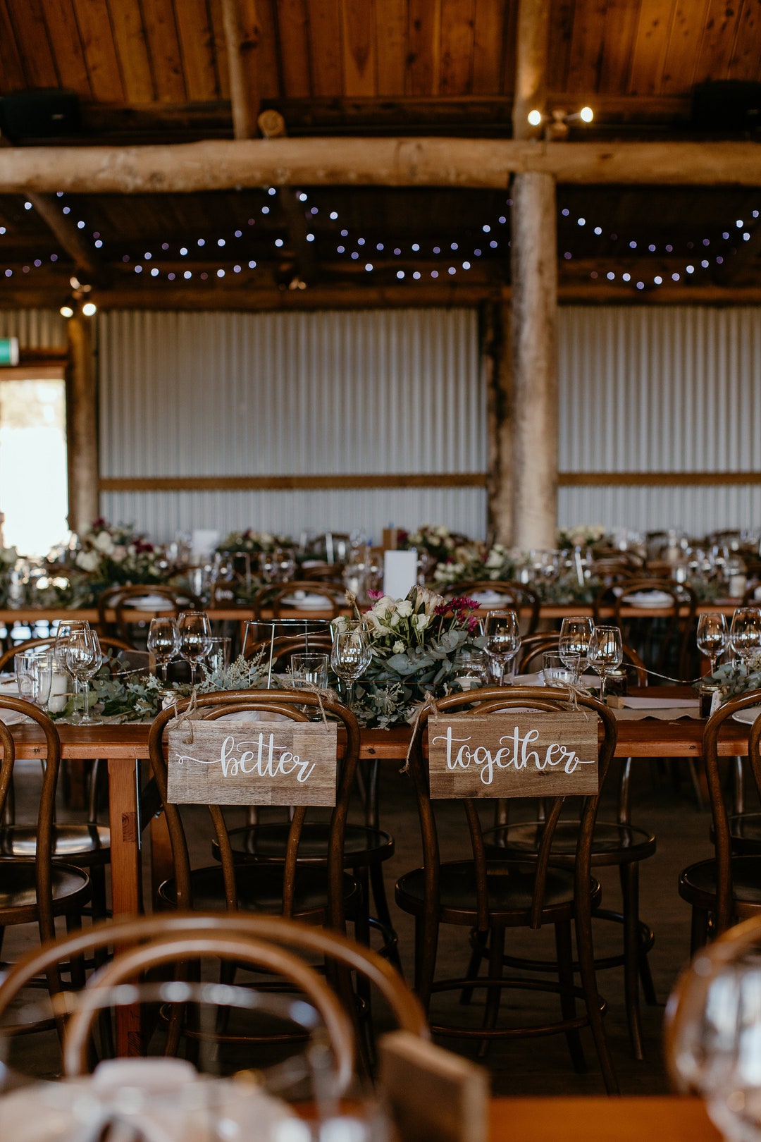 Rustic Wedding Chair Signs: Better Together Wooden Seating Decor ...