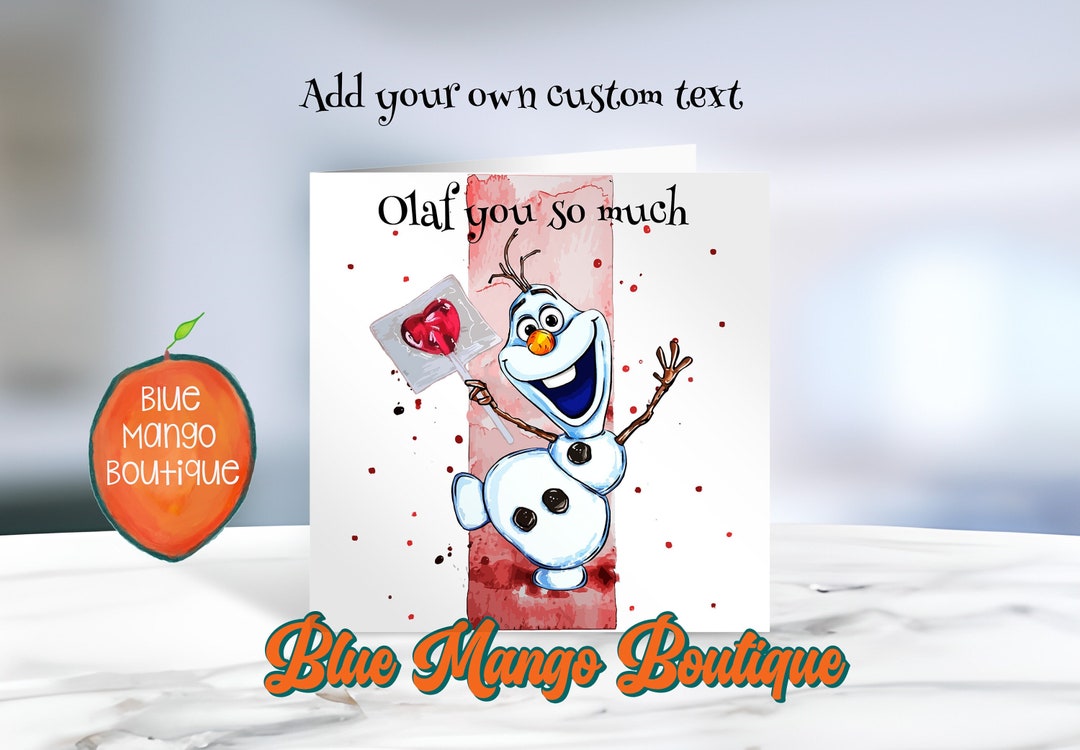 Olaf You so Much Card Custom Frozen Olaf Card Disney Valentine Card ...