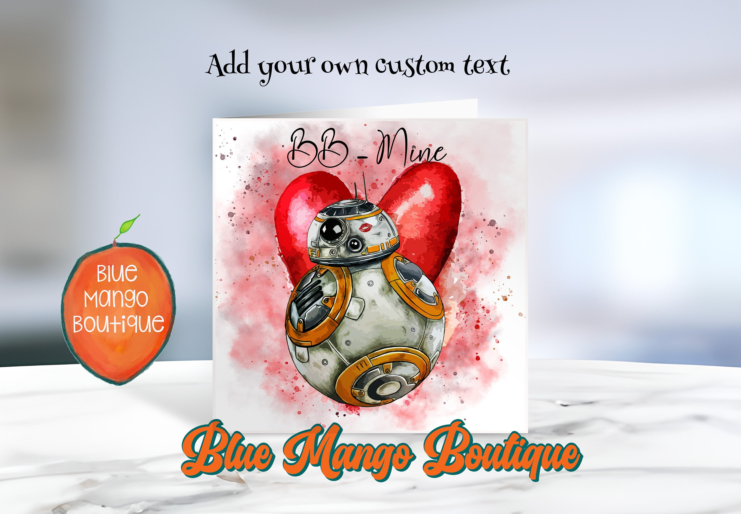BB Mine Card custom BB8 Card Disney Valentine Droid Card Valentine ...