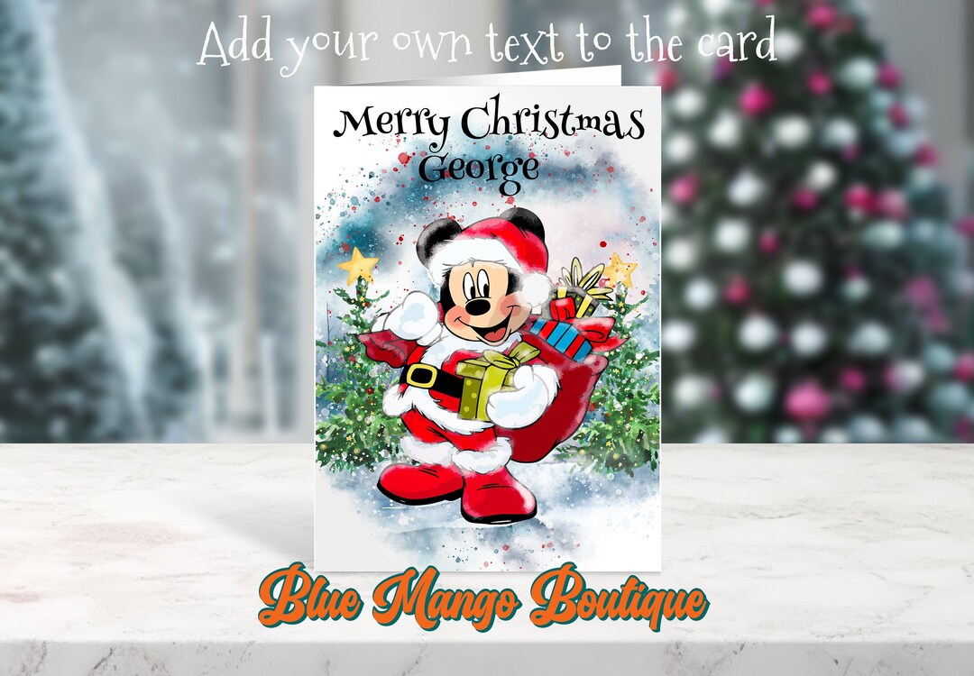 Disney Mickey Christmas Card Custom Mickey Christmas Card Mickey Santa ...