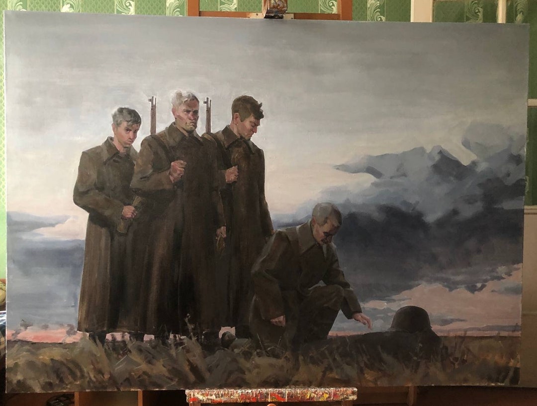 Original Painting Wall Art Decor Canvas Oil After the Battle History ...