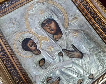 Virgin Mary Three-handed Silver Christian Orthodox Icon / Greek ...