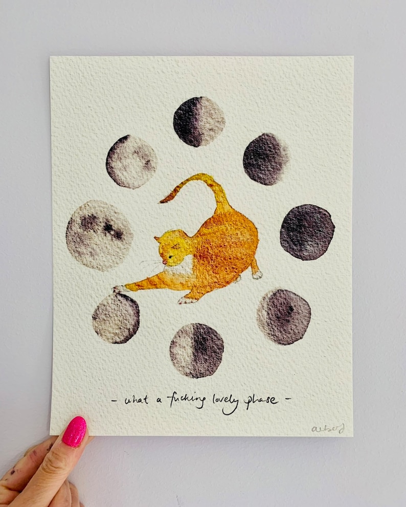 Moon Cat - Signed Print by Zeppelinmoon - Etsy