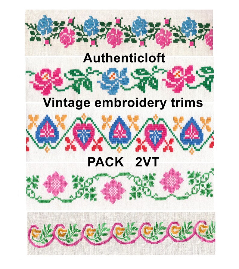 2VT. Vintage digital trim /digital vintage bordado a mano - Etsy España