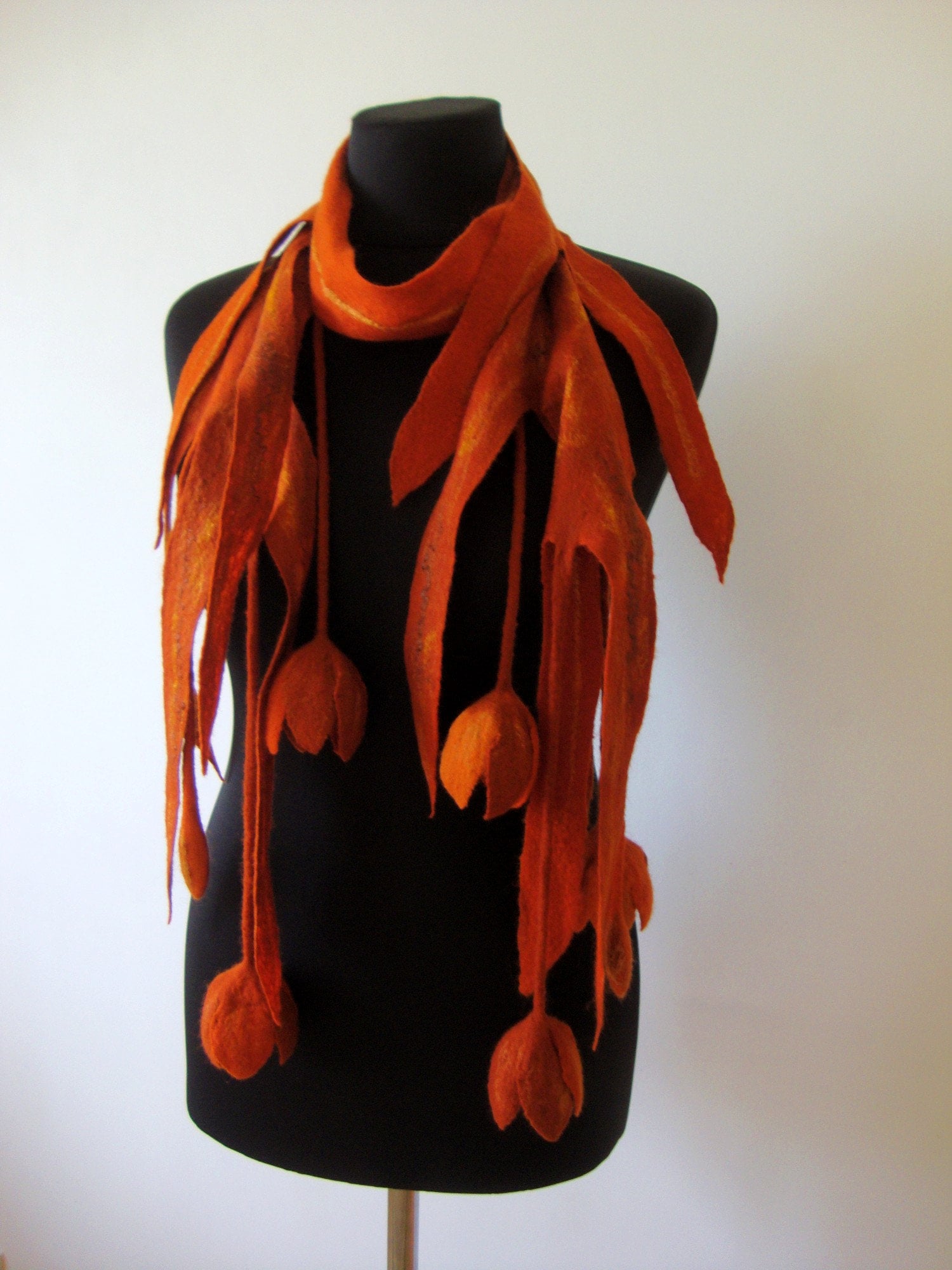 Light flower scarf women gift Wool necklace lariat Felted | Etsy