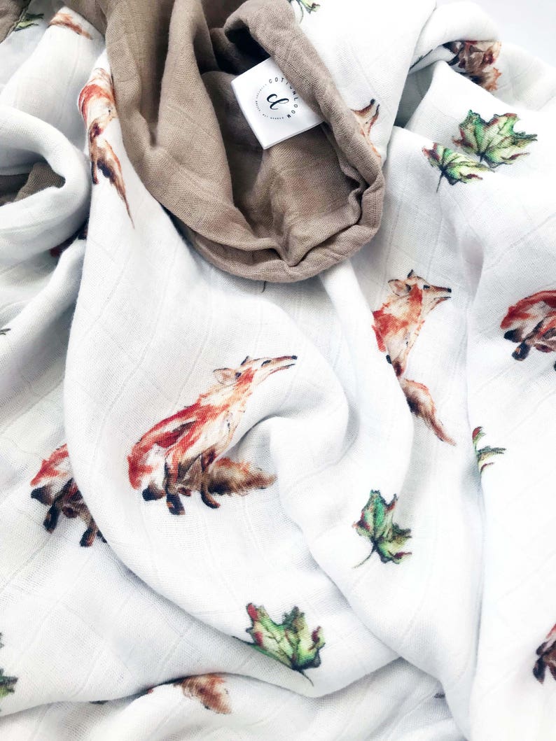 Muslin Baby Blanket Fox Baby Blanket Bamboo Baby Blanket - Etsy
