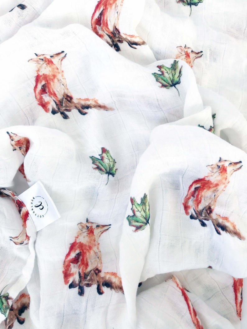 Muslin Baby Blanket Set Fox Baby Blanket Bamboo Baby | Etsy