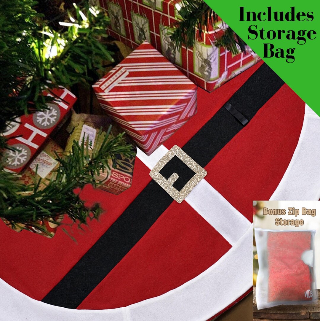 48 Inch Fleece Christmas Tree Skirt + BONUS Zip Storage Bag - Premium ...