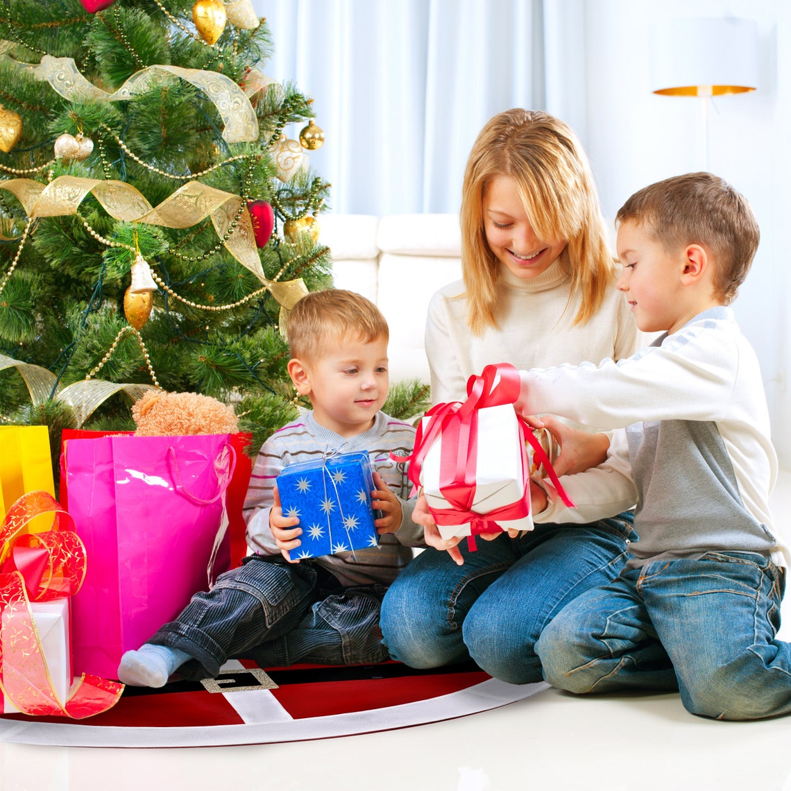 48 Inch Fleece Christmas Tree Skirt BONUS Zip Storage Bag | Etsy