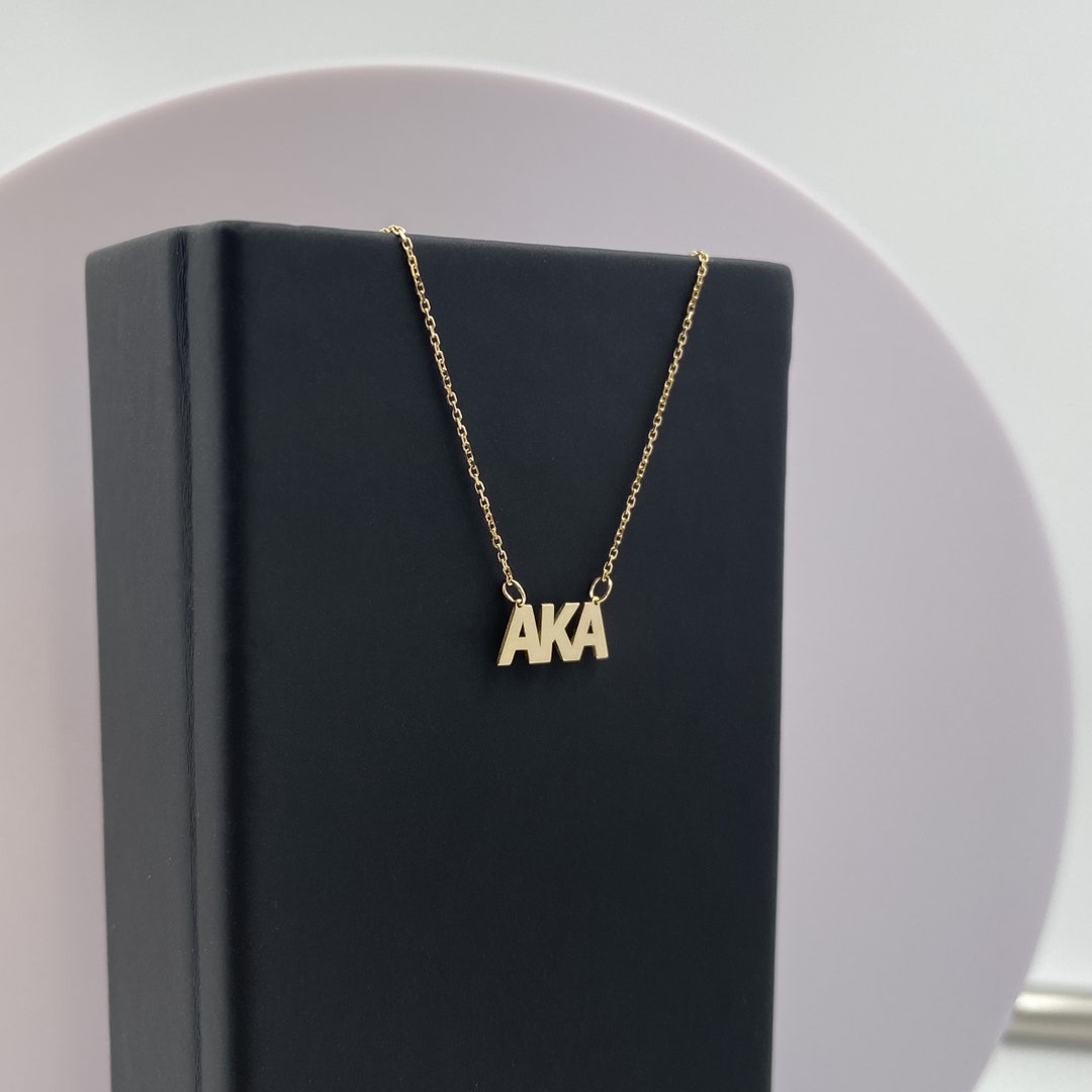 Real 14k Solid Gold Dainty Alpha Kappa Alpha Necklace, Minimal Alpha ...