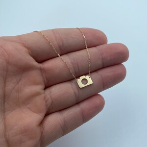 Real 14k Solid Gold Minimal Camera Necklace, Dainty Gold Camera ...