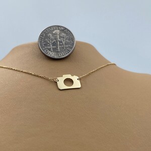 Real 14k Solid Gold Minimal Camera Necklace, Dainty Gold Camera ...