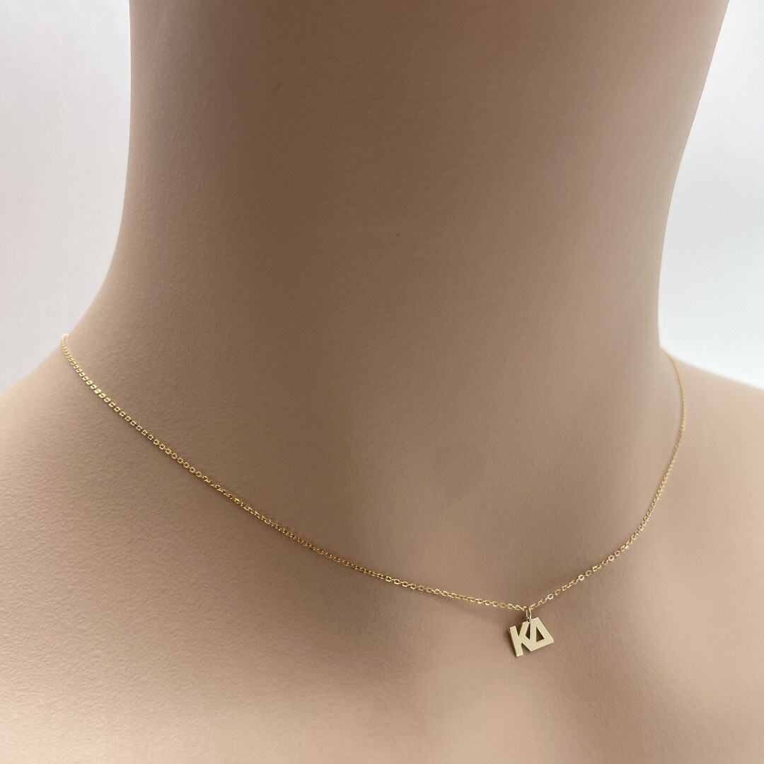 Real 14k Solid Gold Minimal Kappa Delta Necklace, Dainty Gold Kappa ...