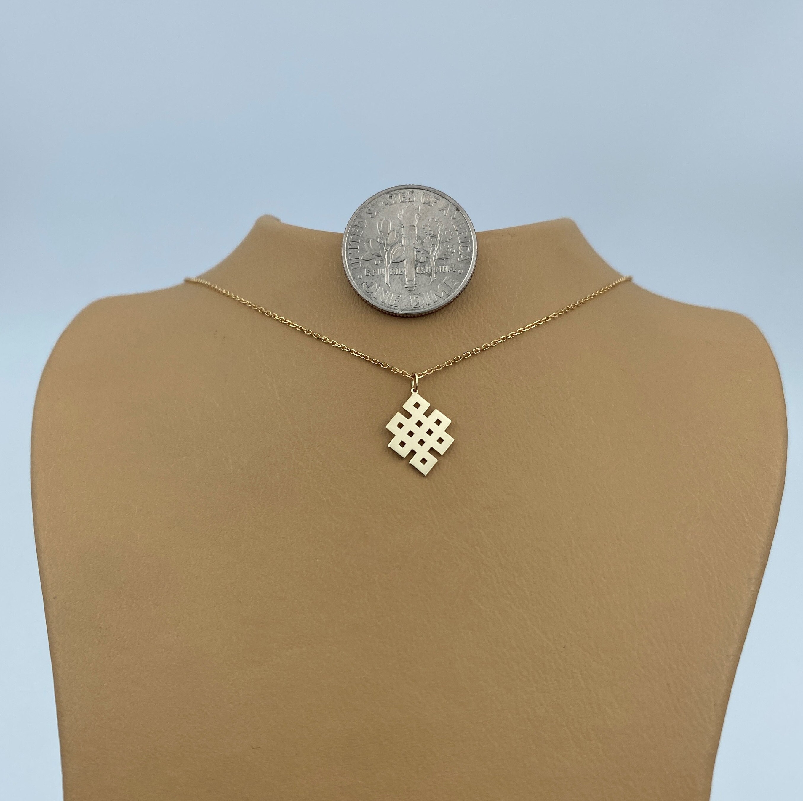 Real 14k Solid Gold Minimal Endless Knot Necklace, Dainty Endless Knot ...