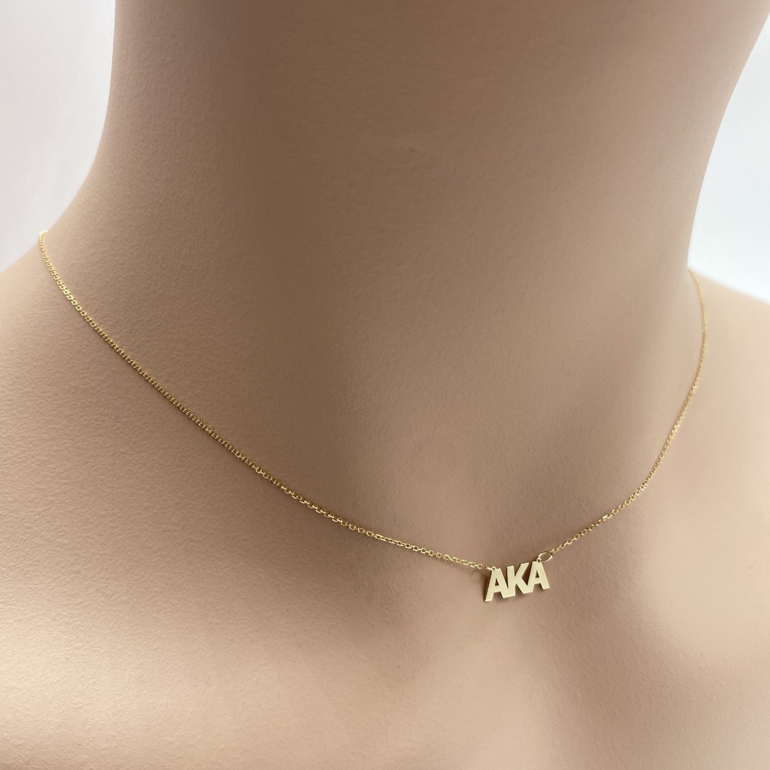 Real 14k Solid Gold Minimal Alpha Kappa Alpha Necklace, Dainty Alpha ...