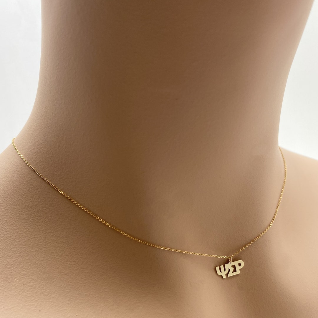 Real 14k Solid Gold Minimal Psi Sigma Rho Necklace, Dainty Psi Sigma ...