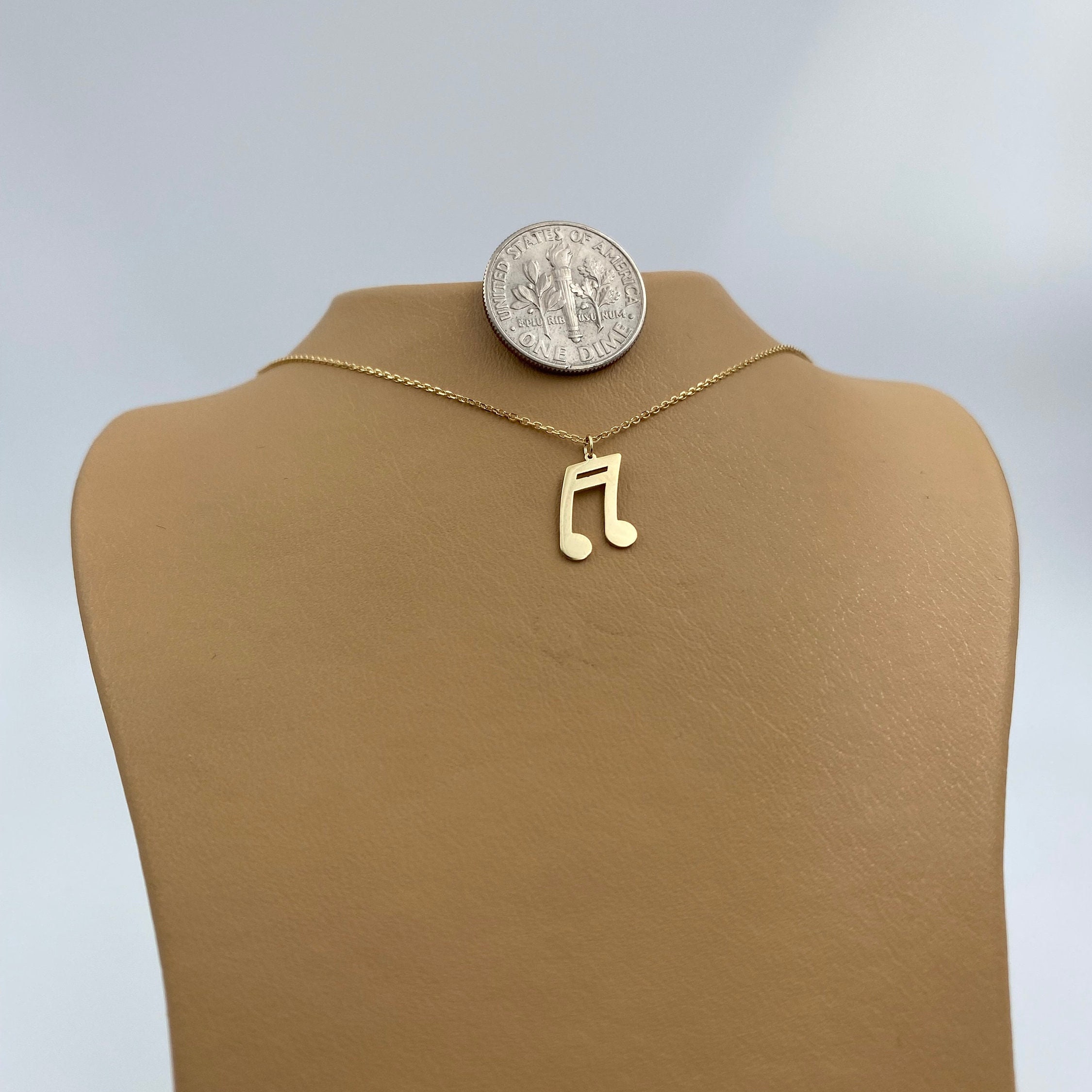 14k Solid Gold Dainty Music Note Necklace Minimal Gold Music - Etsy