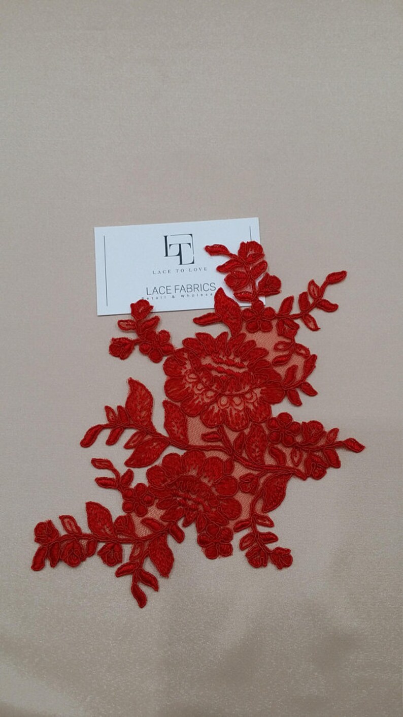 Red Applique French Chantilly Lace Applique 3D Bridal Lace - Etsy