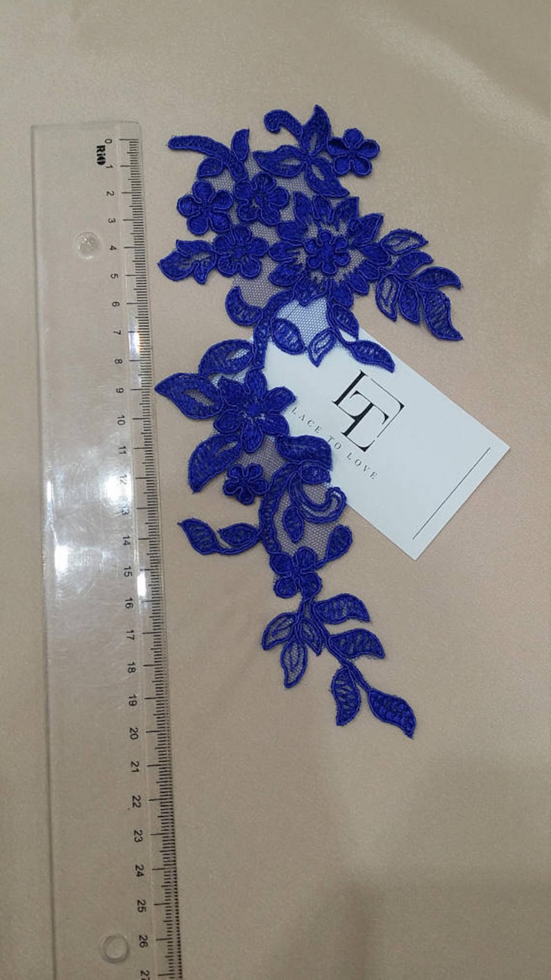 Blue Lace Applique French Chantilly Lace Applique Royal Blue - Etsy