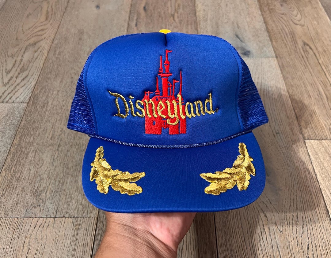 VTG Disneyland Trucker Hat Cap Gold Leaf Embroidered Captain 80s Castle ...