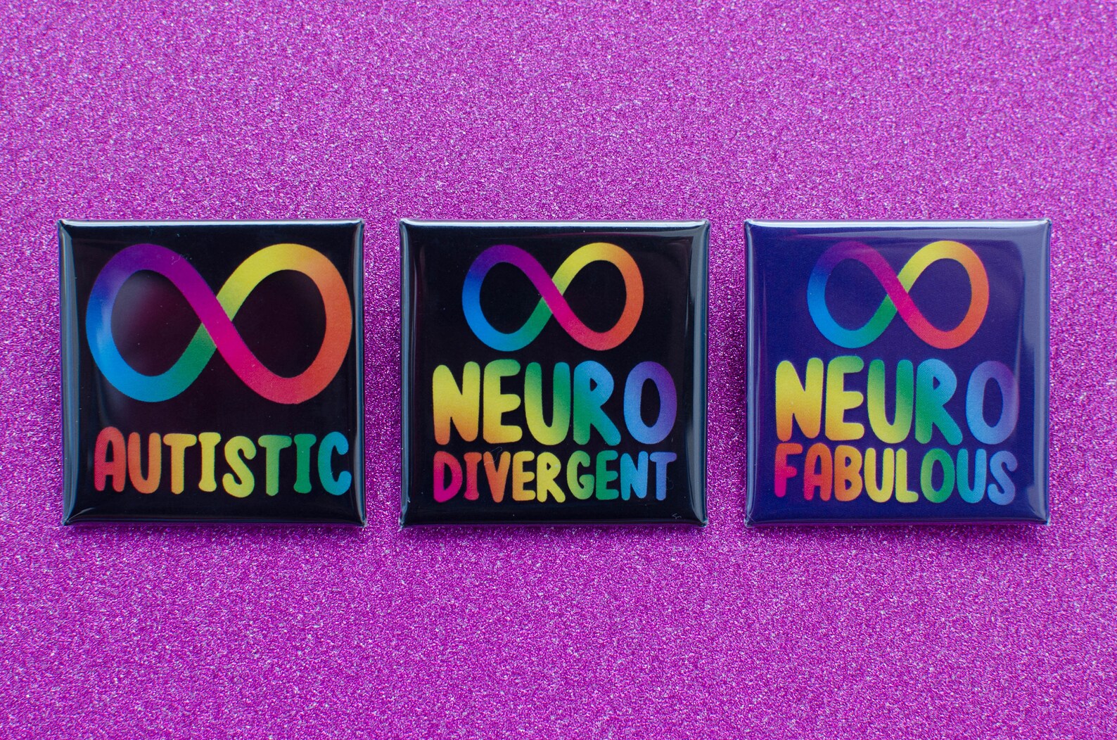 Autistic - Neurodivergent - Neurofabulous Square Pin Badge - Etsy UK