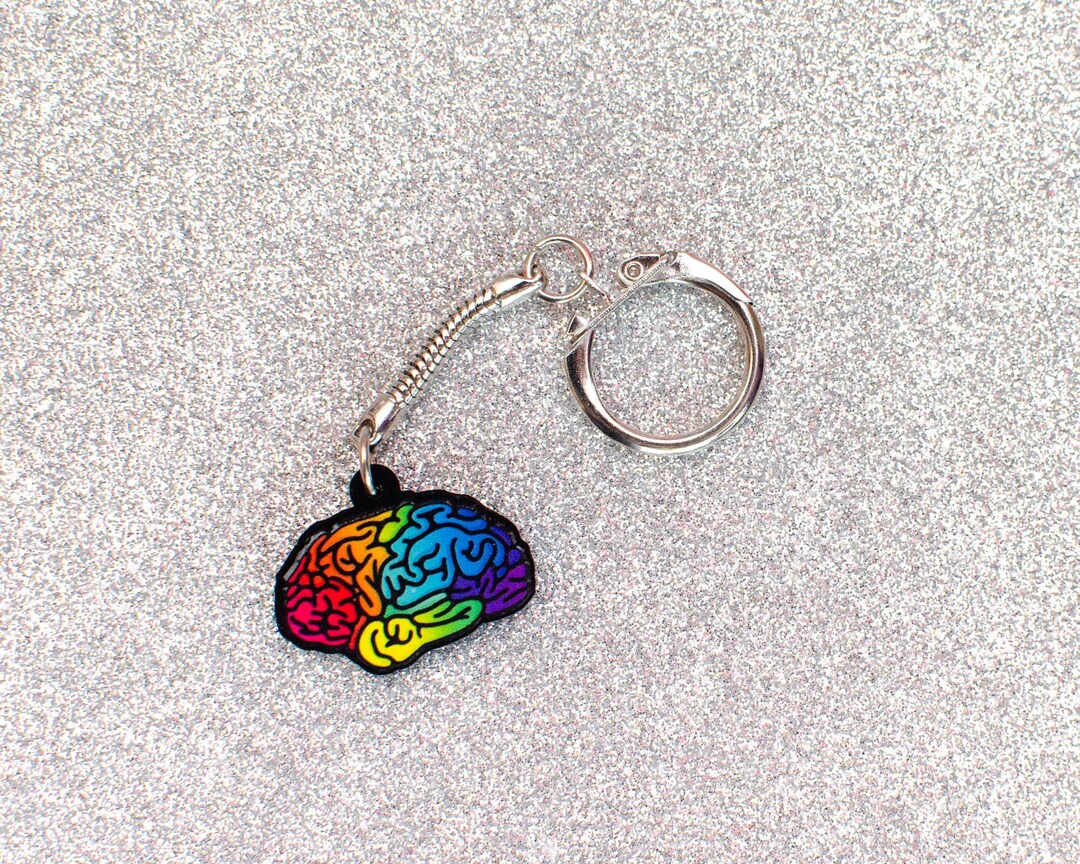Rainbow Brain Key Ring - Neurodiversity Keyring - Etsy