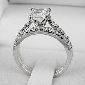 Princess Cut Wedding Ring Set, Unique Bridal Ring Set, Wedding Ring Set ...