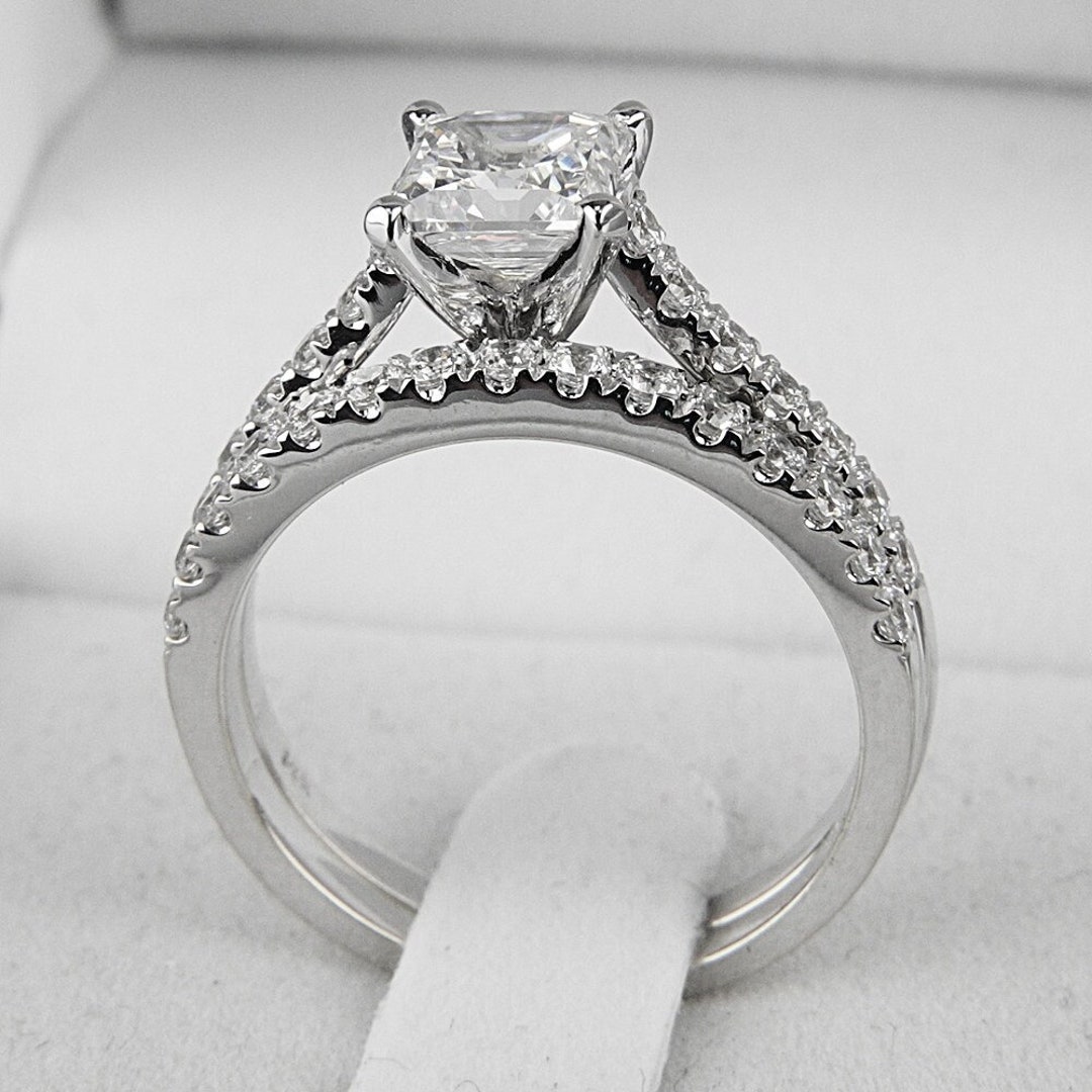 Princess Cut Wedding Ring Set, Unique Bridal Ring Set, Wedding Ring Set ...