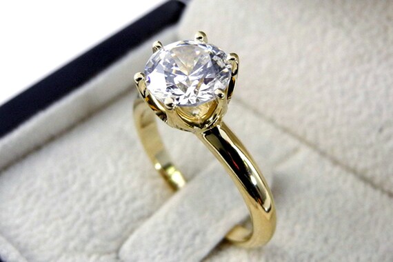2 CT Solitaire Diamond Engagement Ring 6 Prong Diamond Ring - Etsy