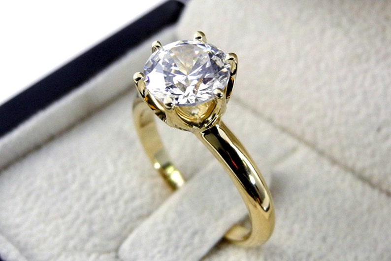 2 CT Solitaire Diamond Engagement Ring 6 Prong Diamond Ring - Etsy
