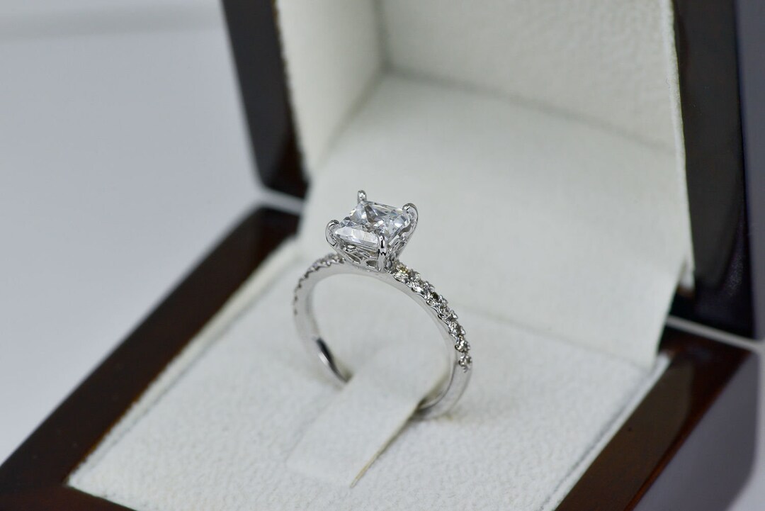 Princess Cut Engagement Ring, Lab Grown Diamond Engagement Ring, 14k ...
