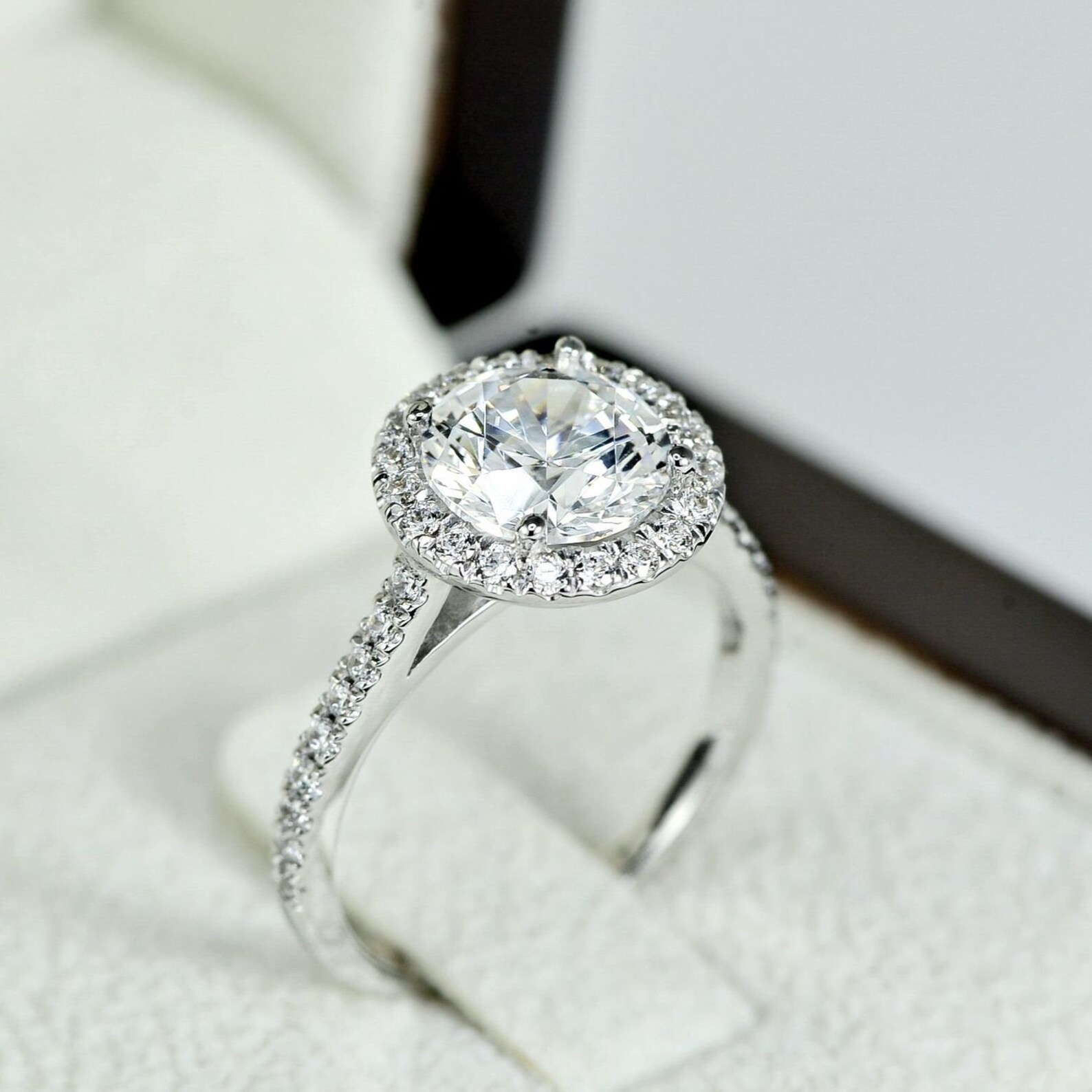 1 1/2 CT Real Diamond Engagement Ring Round Cut F/VS2 18K - Etsy