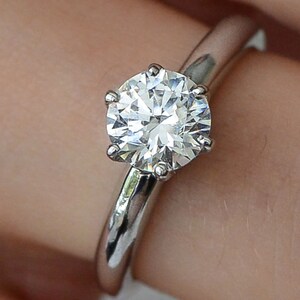 2 CT Solitaire Diamond Engagement Ring, 6 Prong Diamond Ring, Round H ...