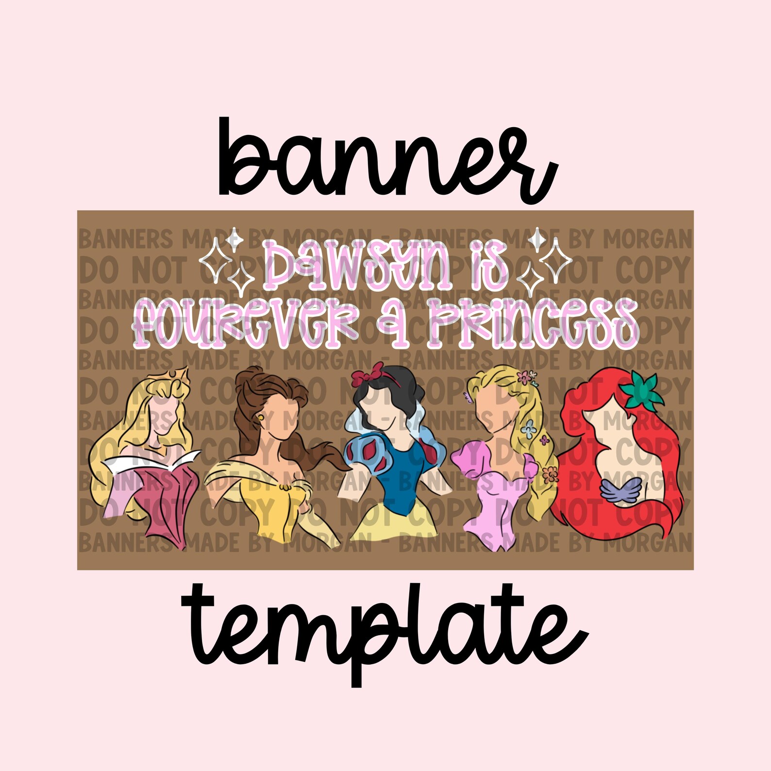Princess Group Birthday Banner Templates | DIGITAL FILE | Princesses ...
