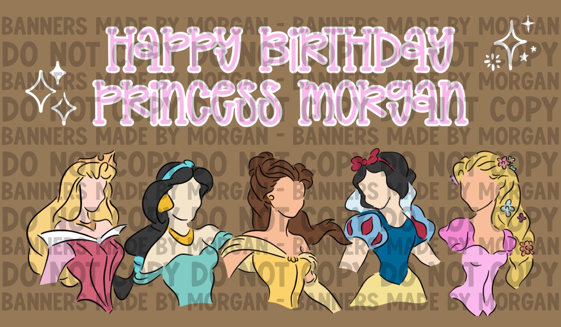 Princess Group Birthday Banner Templates | DIGITAL FILE | Princesses ...
