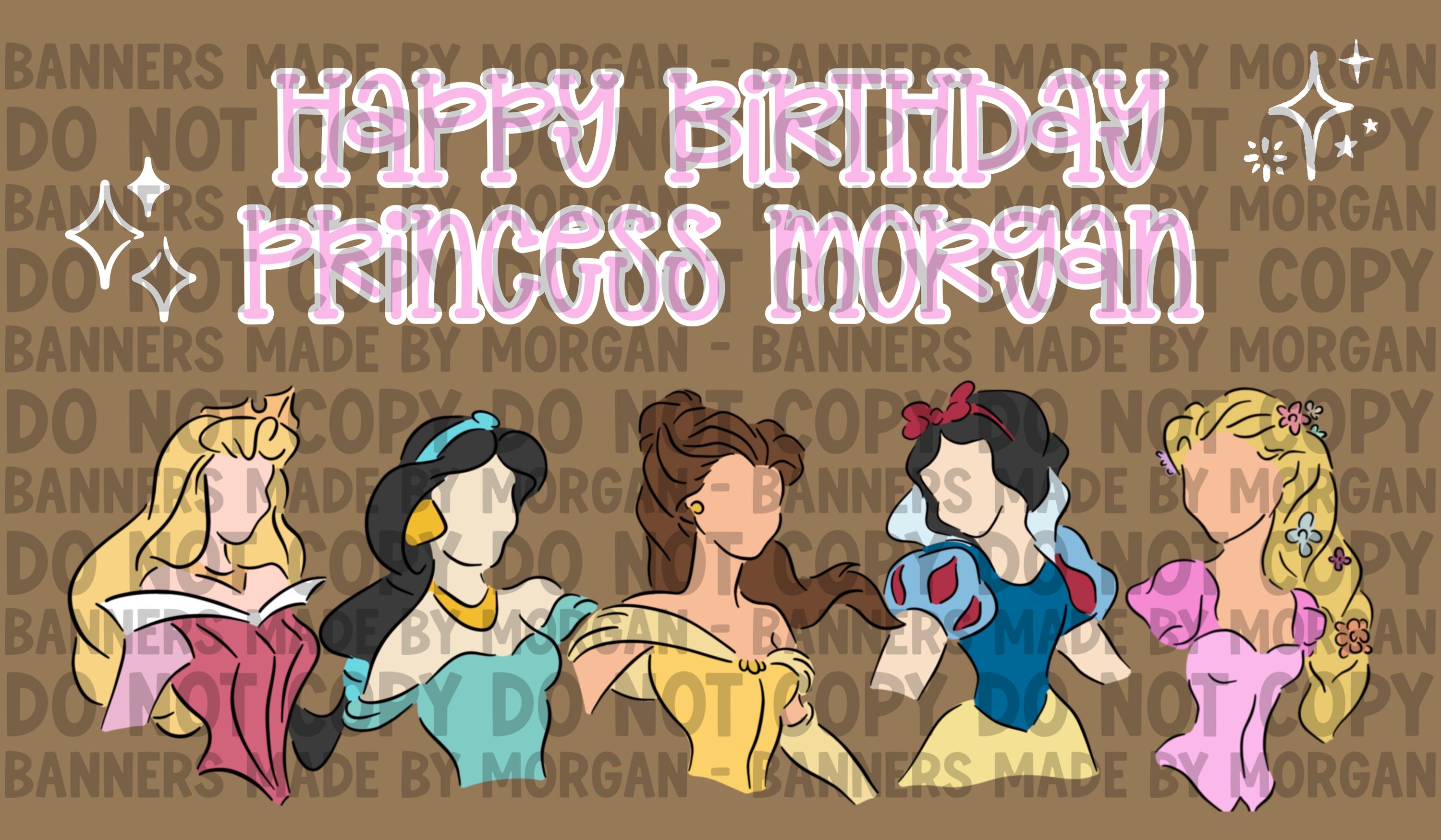 Princess Group Birthday Banner Templates | DIGITAL FILE | Princesses ...