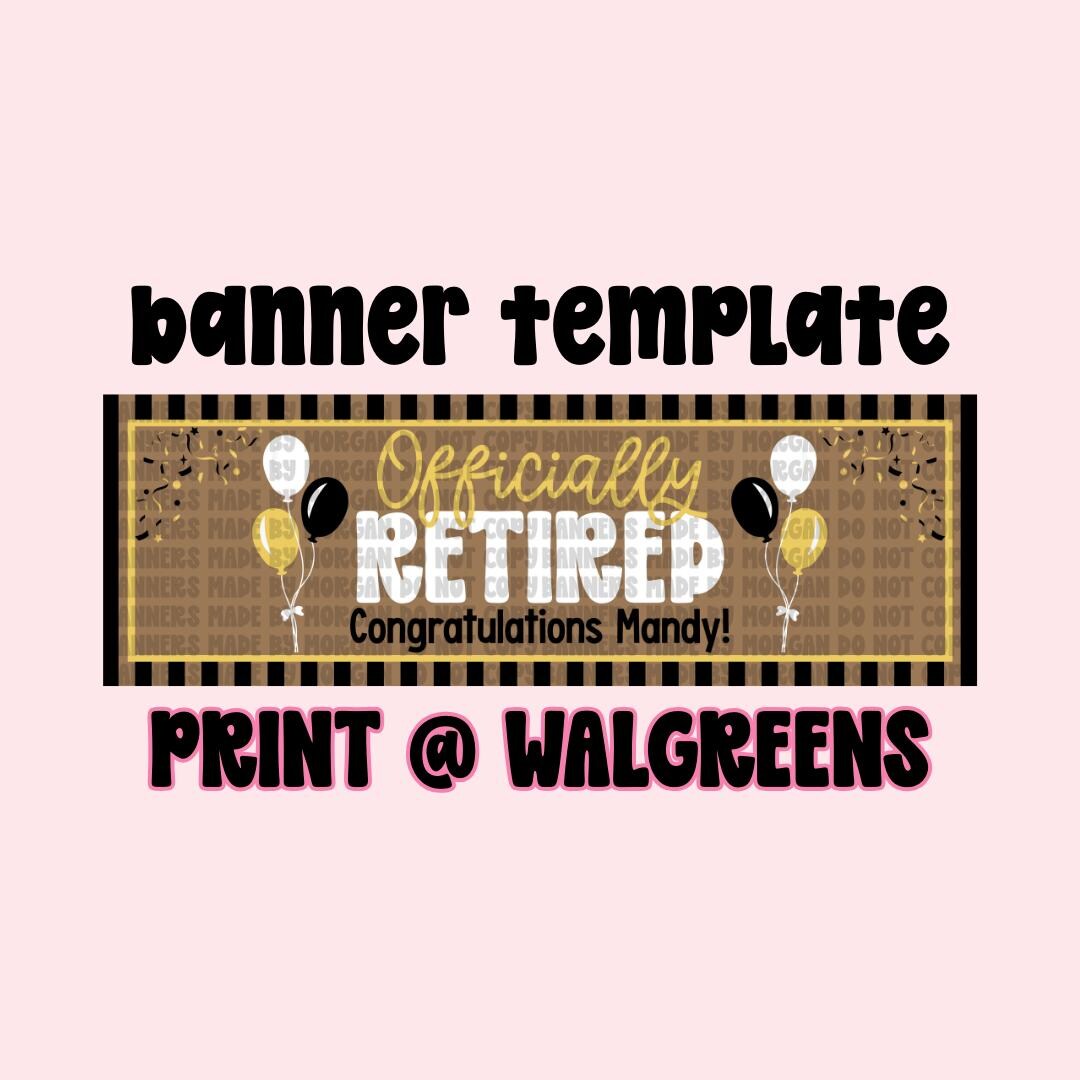 Retirement Party Banner Template | Editable Canva Print Banner (digital ...