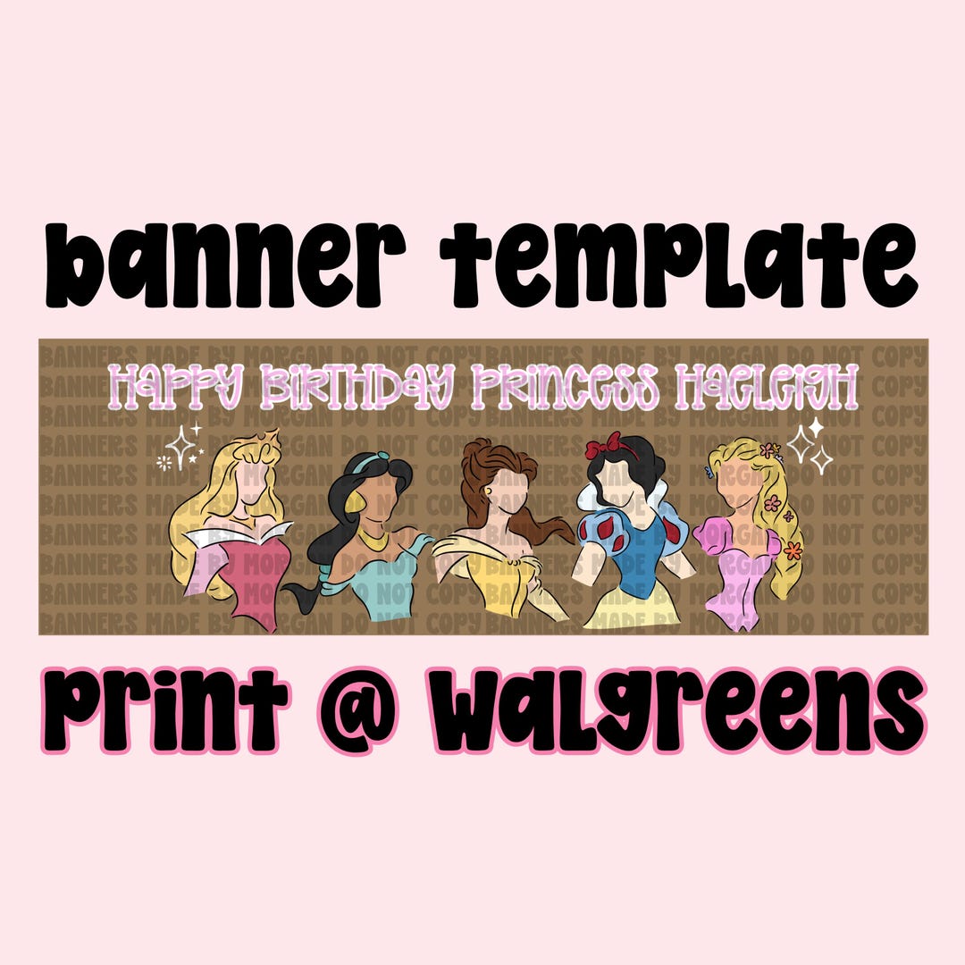Princess Group Birthday Banner Templates | DIGITAL FILE | Princesses ...