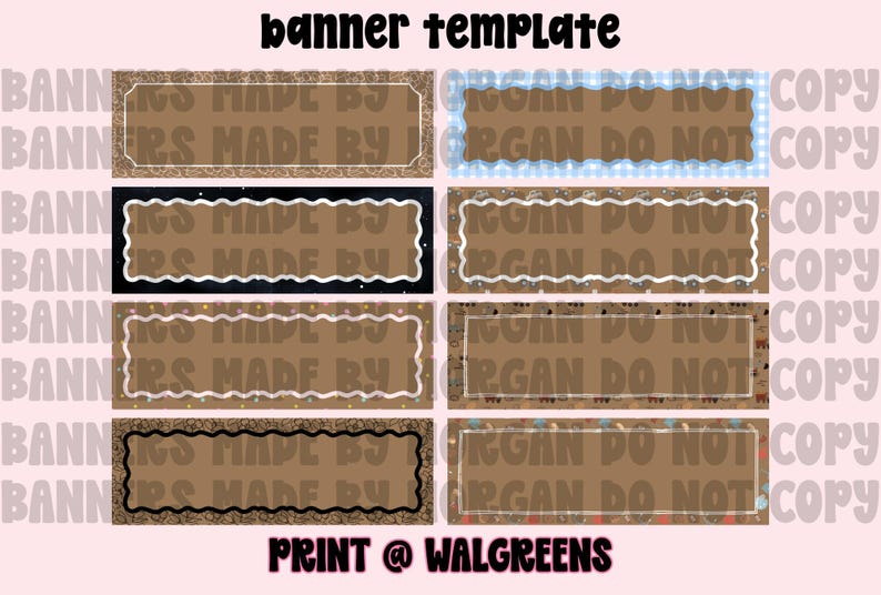 Editable Banner Border Templates Bundle | 2x6 DIY Printed Banner ...