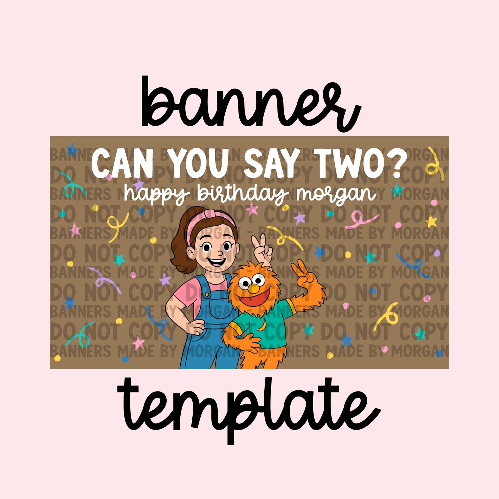 Miss Rachel Banner Templates | DIGITAL FILE | Can You Say Two Birthday ...