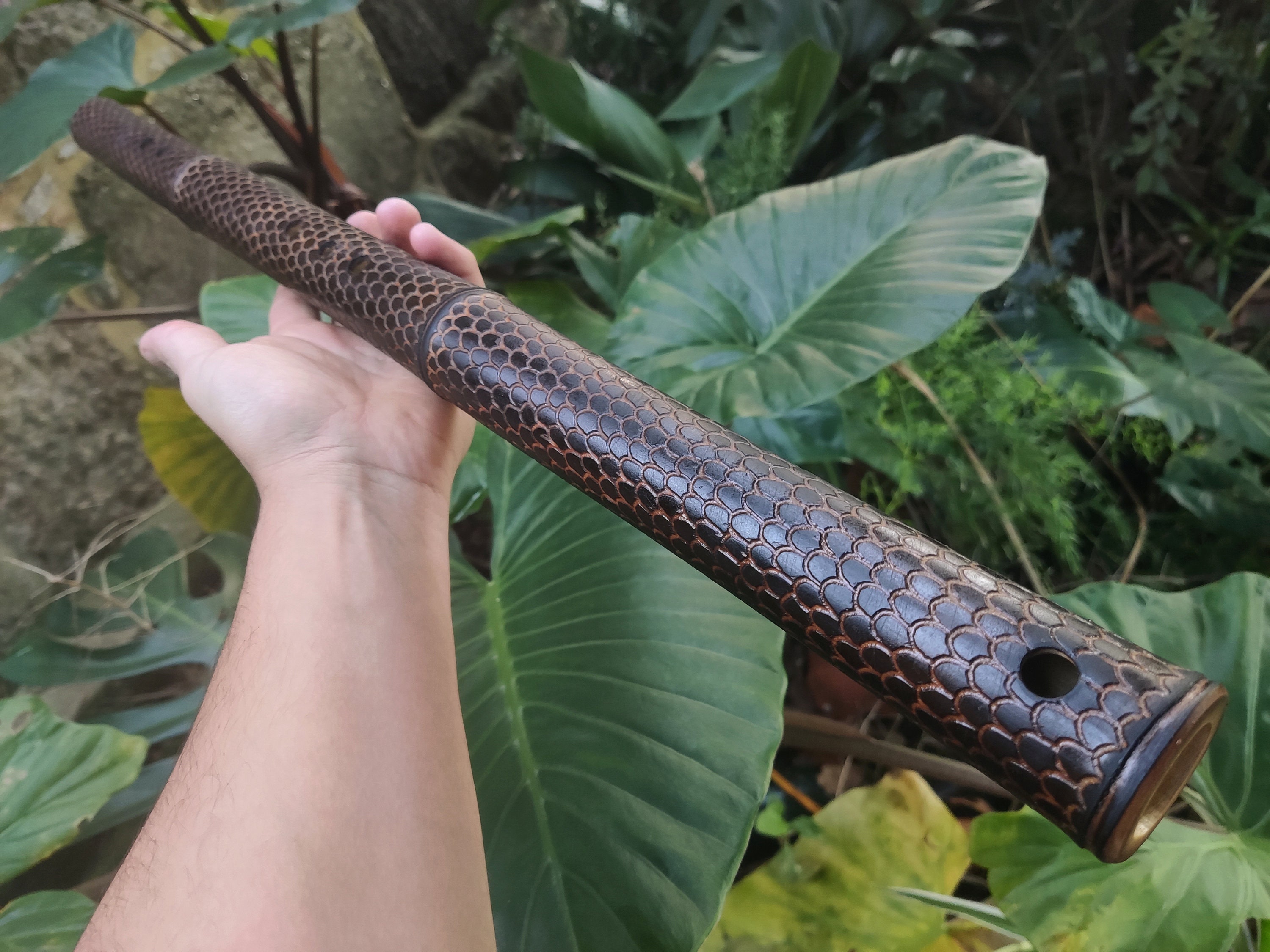 Dragon Skin Kokin Akebono Bass Bamboo Flute in Low A3. Deep Meditative ...