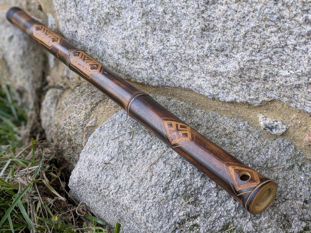 Low A Minor Pentatonic Flute | Ethnically Carved Bamboo Flute for Deep ...