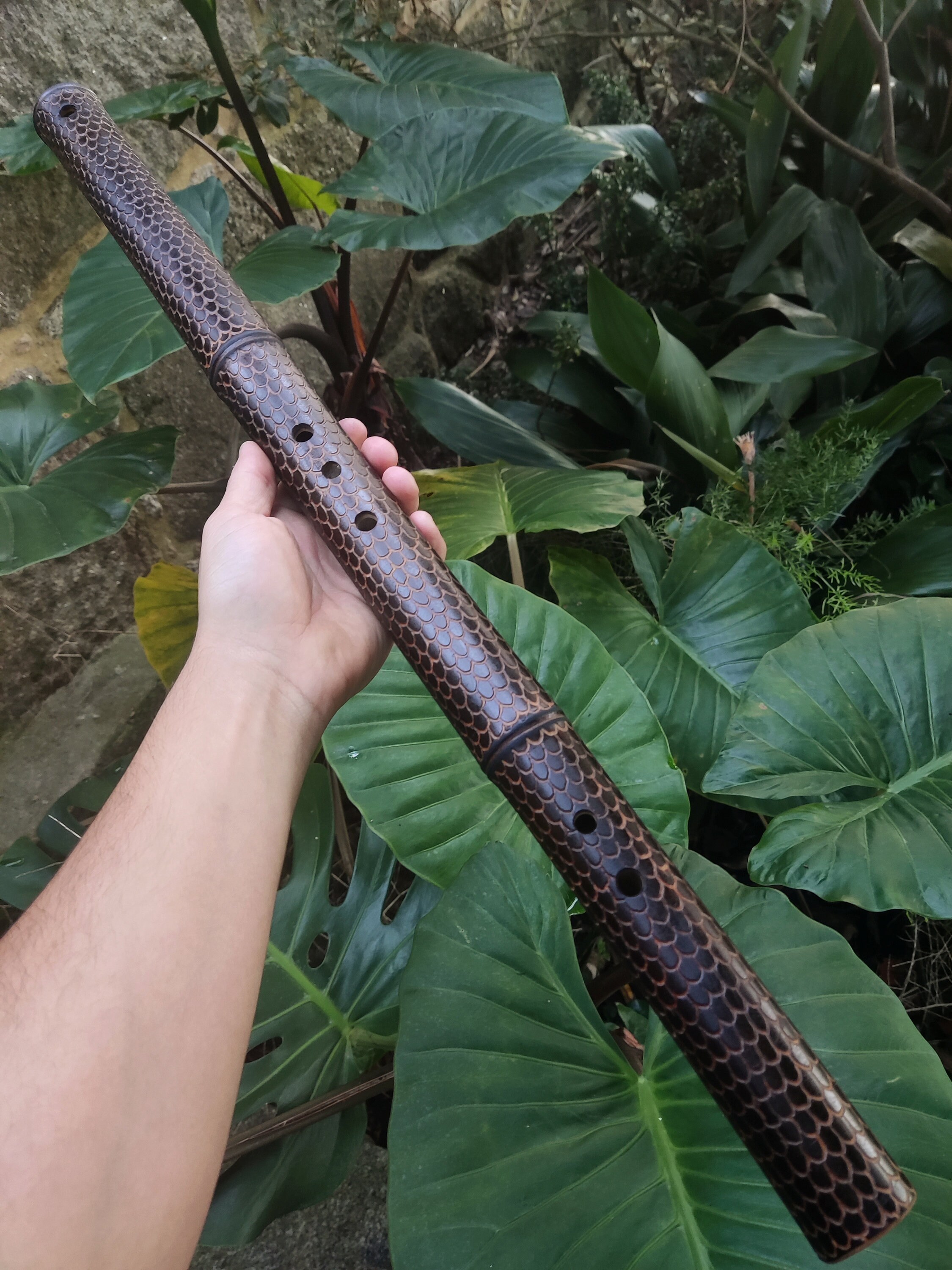 Dragon Skin Kokin Akebono Bass Bamboo Flute in Low A3. Deep Meditative ...