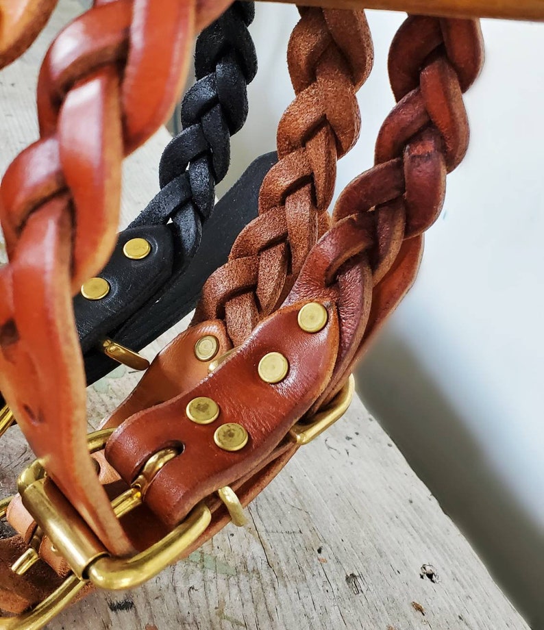 BRAIDED DOG COLLAR Braided Leather Dog Collar Designer - Etsy
